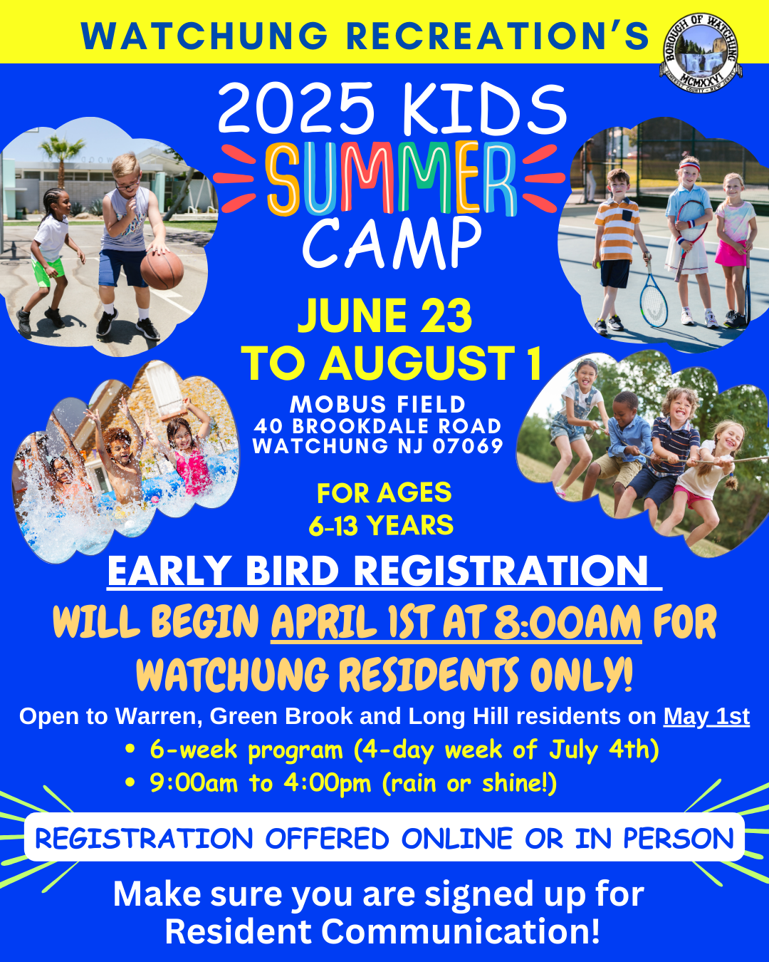 Watchung, NJ - 2025 Kids Summer Camp Registration Open for Residents!